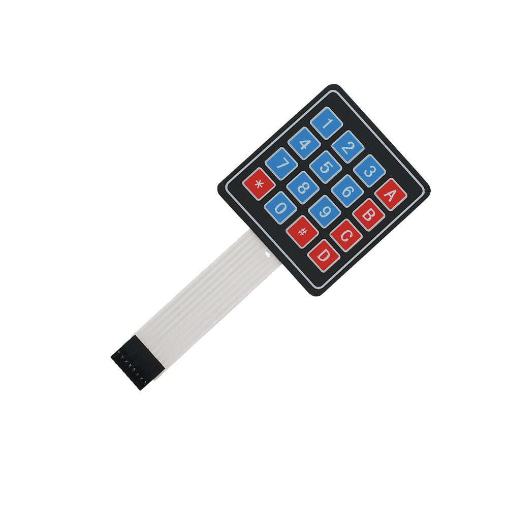 4x4 Matrix Membrane Keypad 16-Key (0–9, A–D, *, #) with Ribbon Cable ...